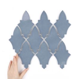 Csempe Arabesque Shield Teal Blue Fényes - Raw Decor